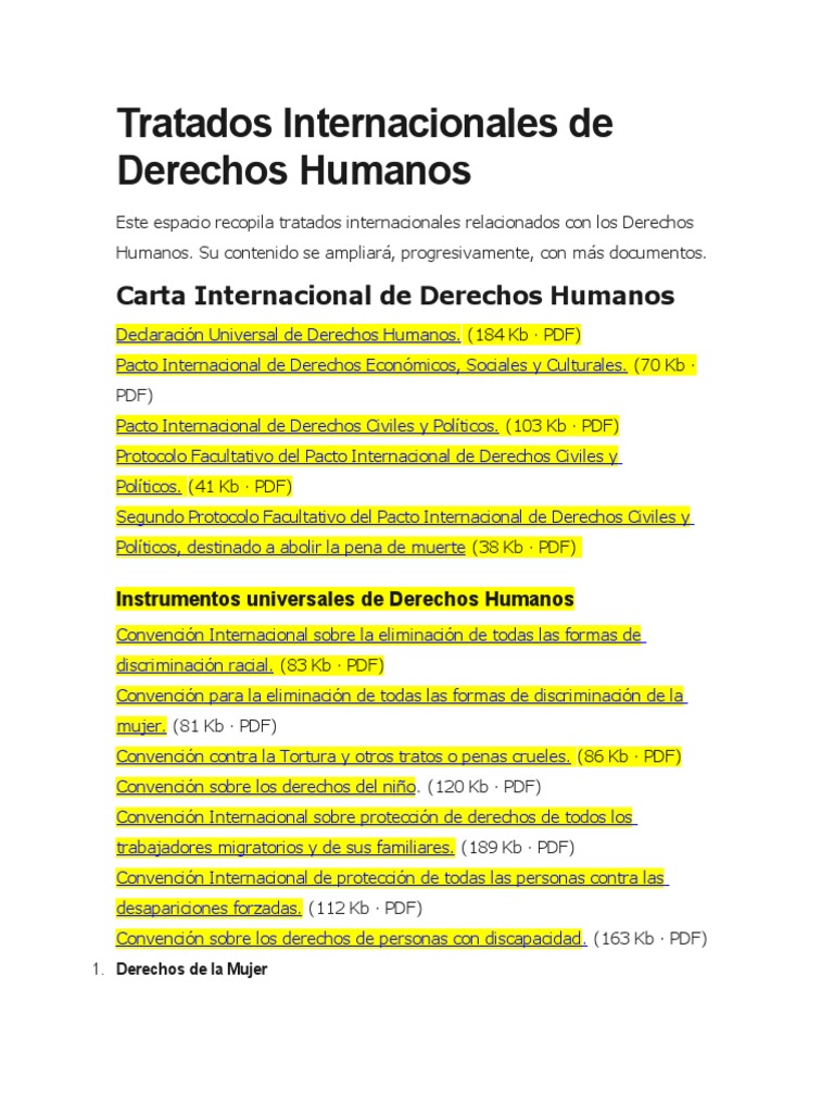 Tratados Internacionales de Derechos Humanos | Descargar gratis PDF | Convenio europeo de ...