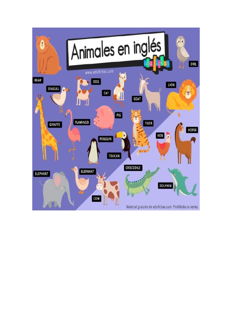 Animales en Ingles | PDF