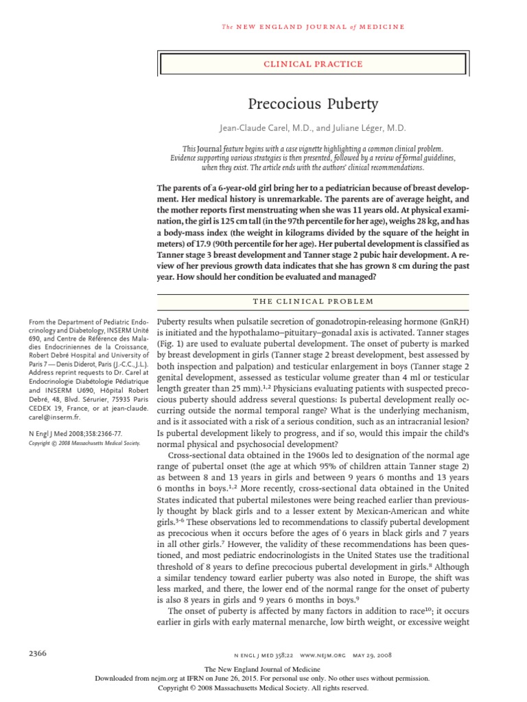 Puberdade Precoce | PDF | Puberty | Luteinizing Hormone