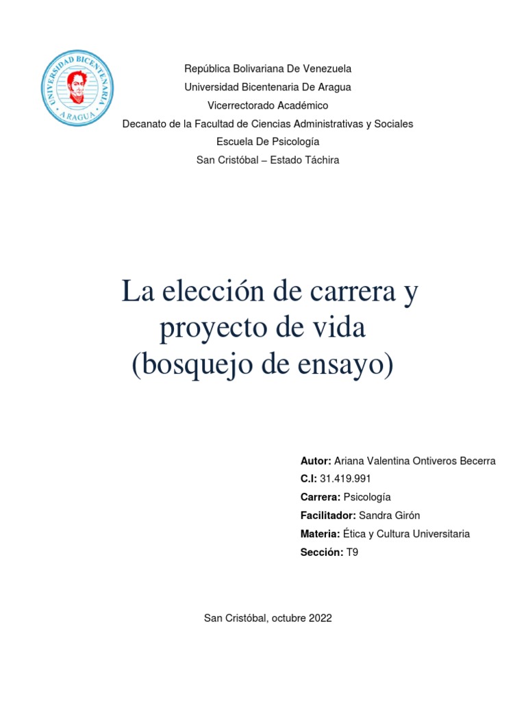 Bosquejo de Ensayo Ariana Ontiveros SecciónT9 | PDF | Adultos ...