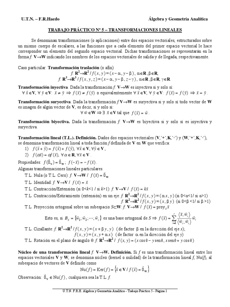 AyGA P5 | PDF | Valores propios y vectores propios | Mapa lineal