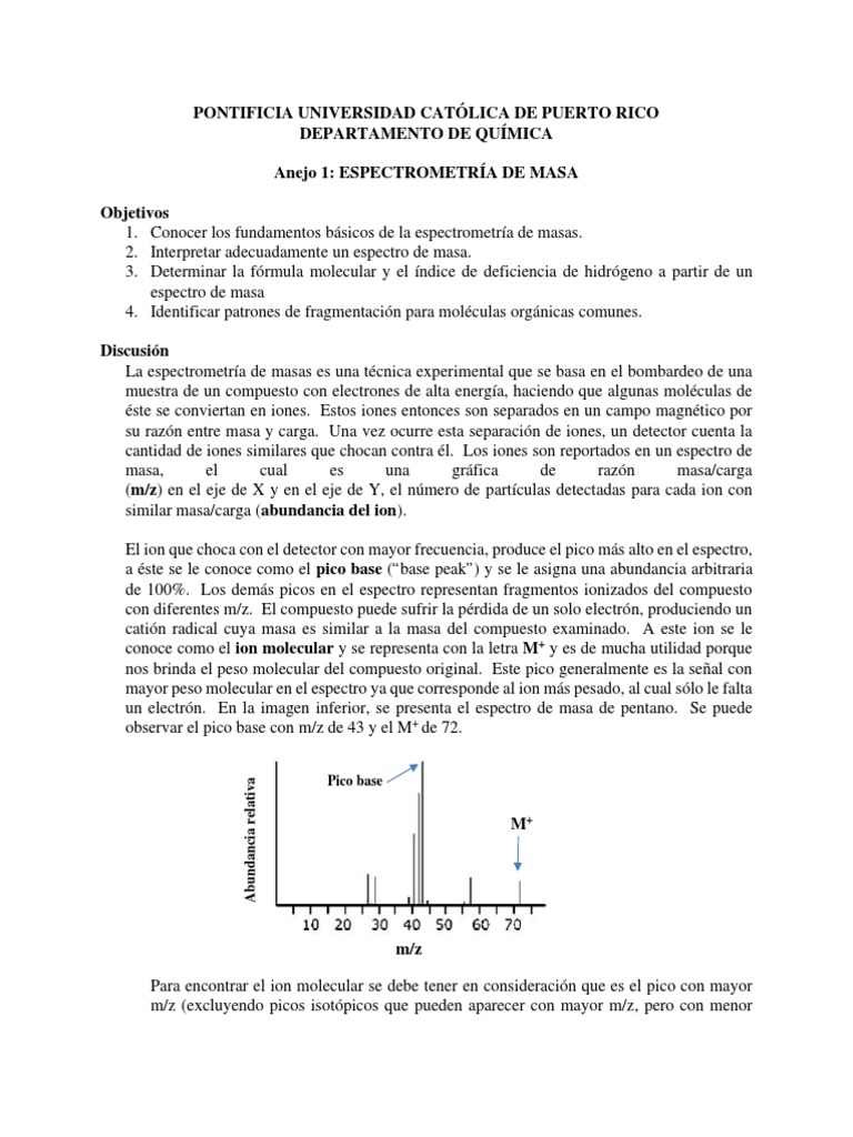 Fundamentos de Espectrometría de Masa | PDF | Espectrometría de masas | Ion