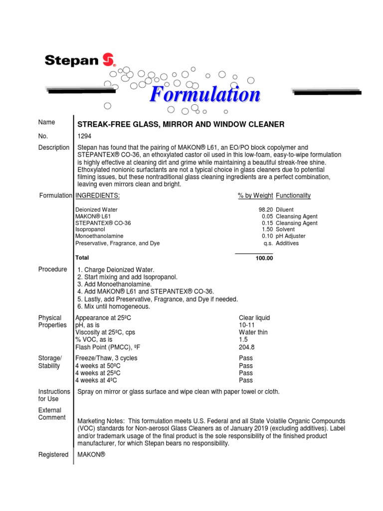 Stepan Formulation 1294 | PDF | Tort | Patent
