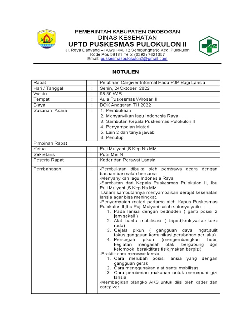 Notulen Pelatihan | PDF