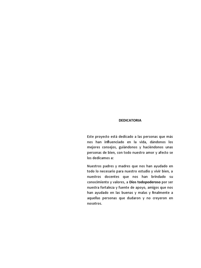 DEDICATORIA Del Proyecto | PDF | Estilo de vida