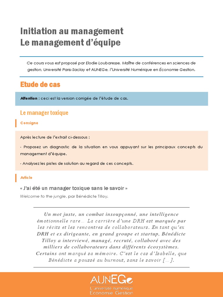 Diagnostic d'un manager toxique | PDF | Syndrome d'épuisement ...