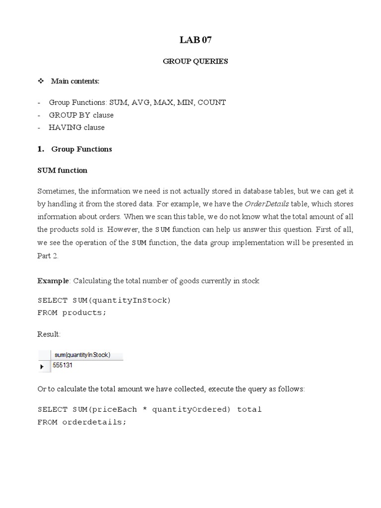 Lab07 Mysql | Download Free PDF | Computing | Computer Programming