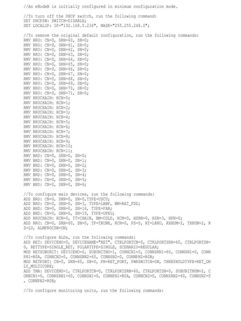 Enodeb FDD MML Script | PDF | Computers
