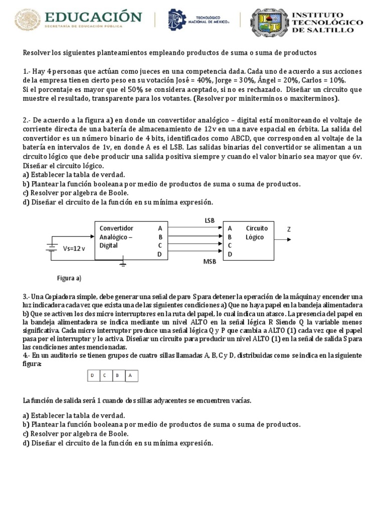 Ejercicios Miniterminos y Maxiterminos U 2 | PDF | Álgebra de Boole | Enseñanza de matemática