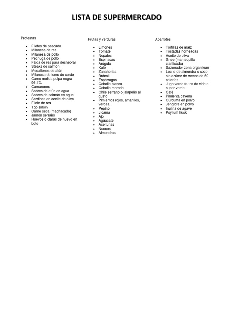 Lista de supermercado completa | PDF