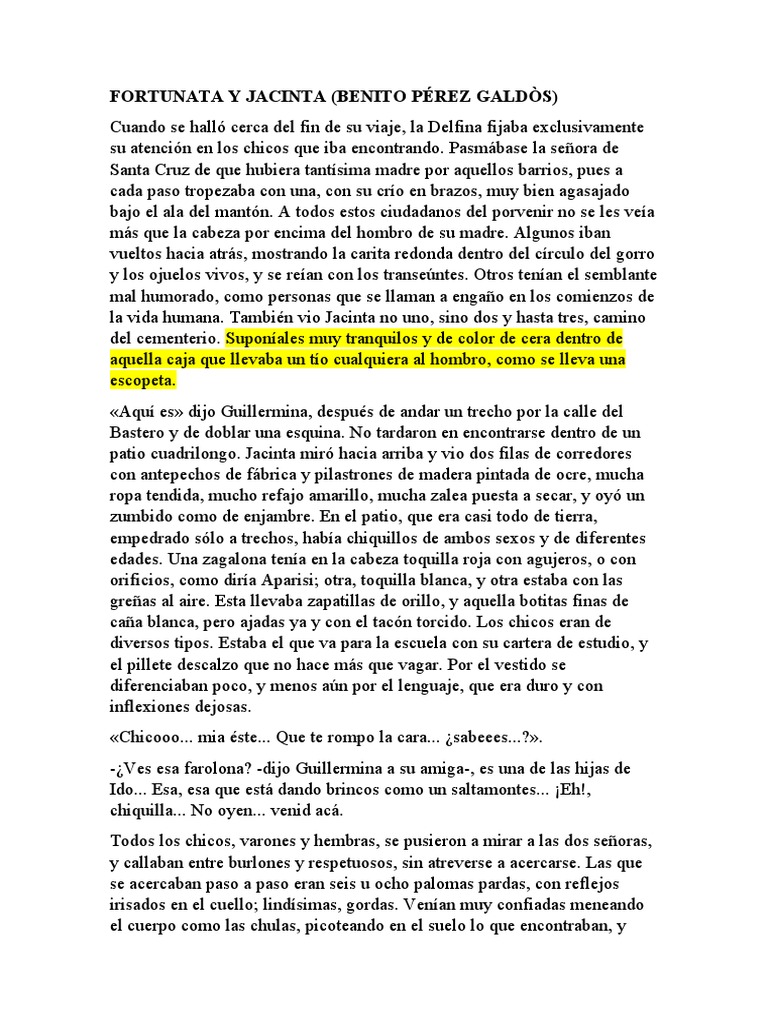 Fragmento de "Fortunata y Jacinta" | PDF