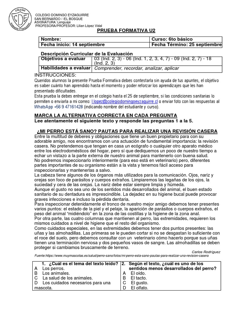 Prueba Formativa 2:) | PDF | León