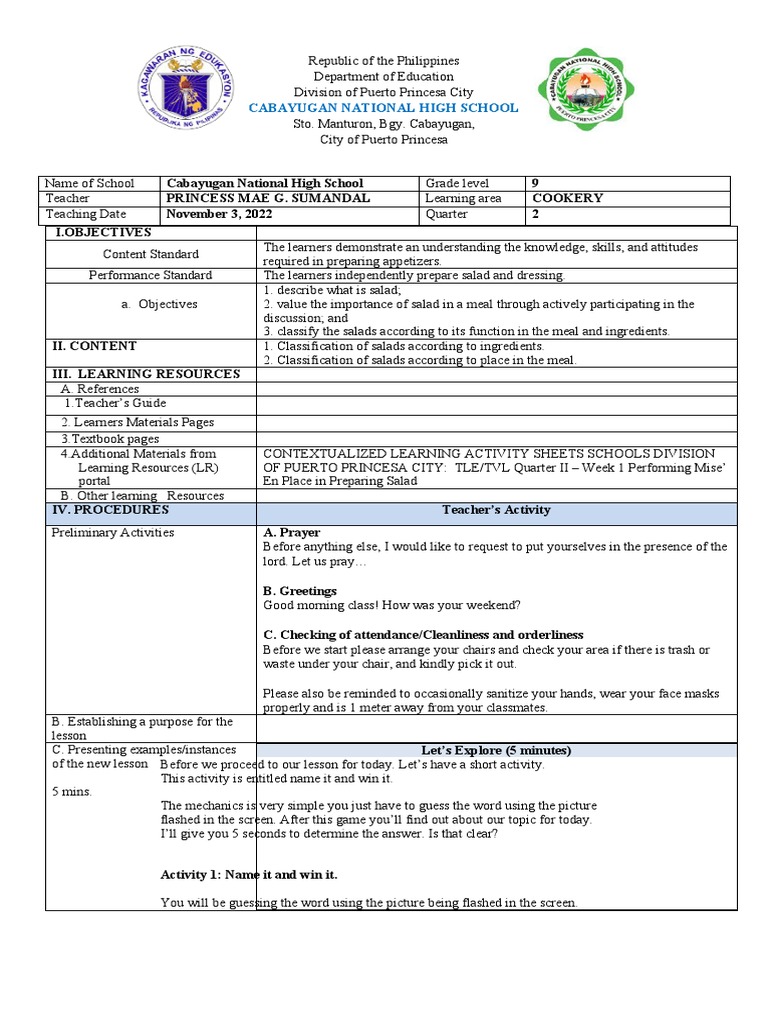 DLP in Classification of Salad According To Meal Function and ...
