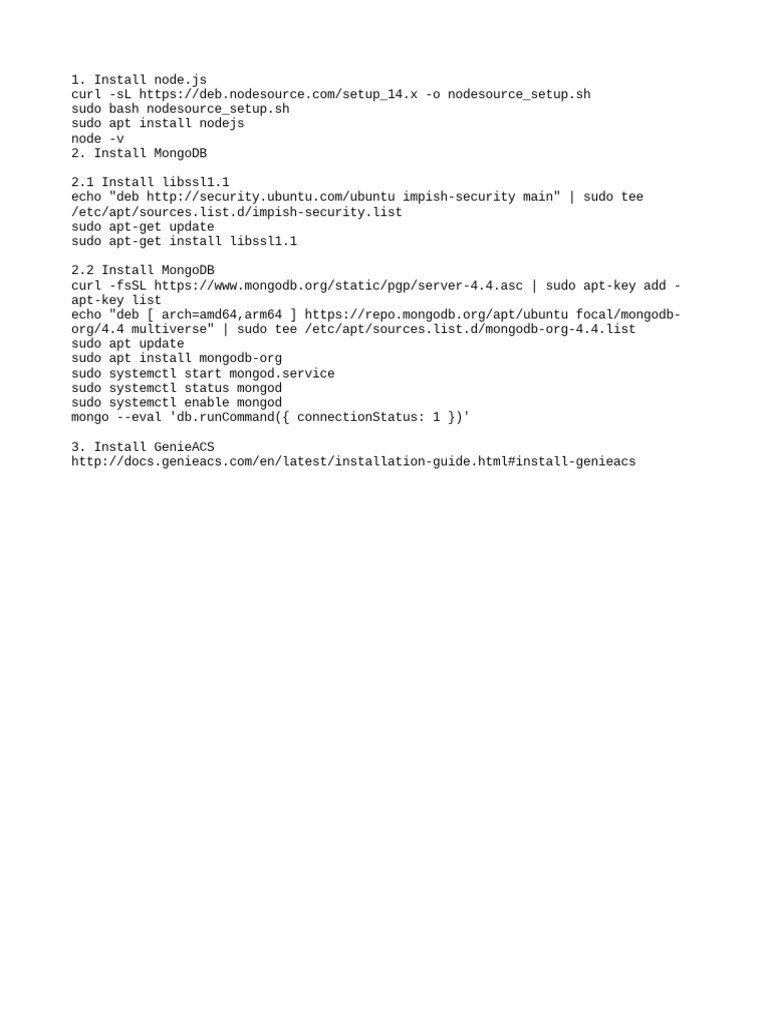 Install GenieACS | PDF