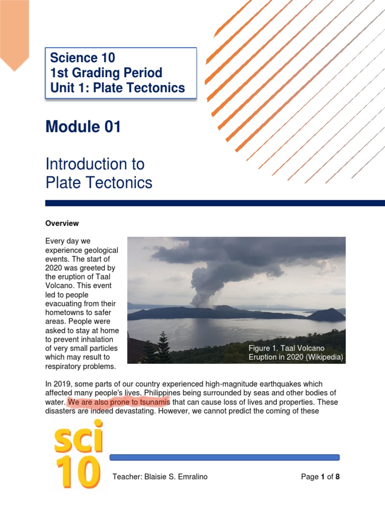 Sci10 Unit 01 Module 01 - Introduction To Plate Tectonics Handout | PDF | Plate Tectonics ...