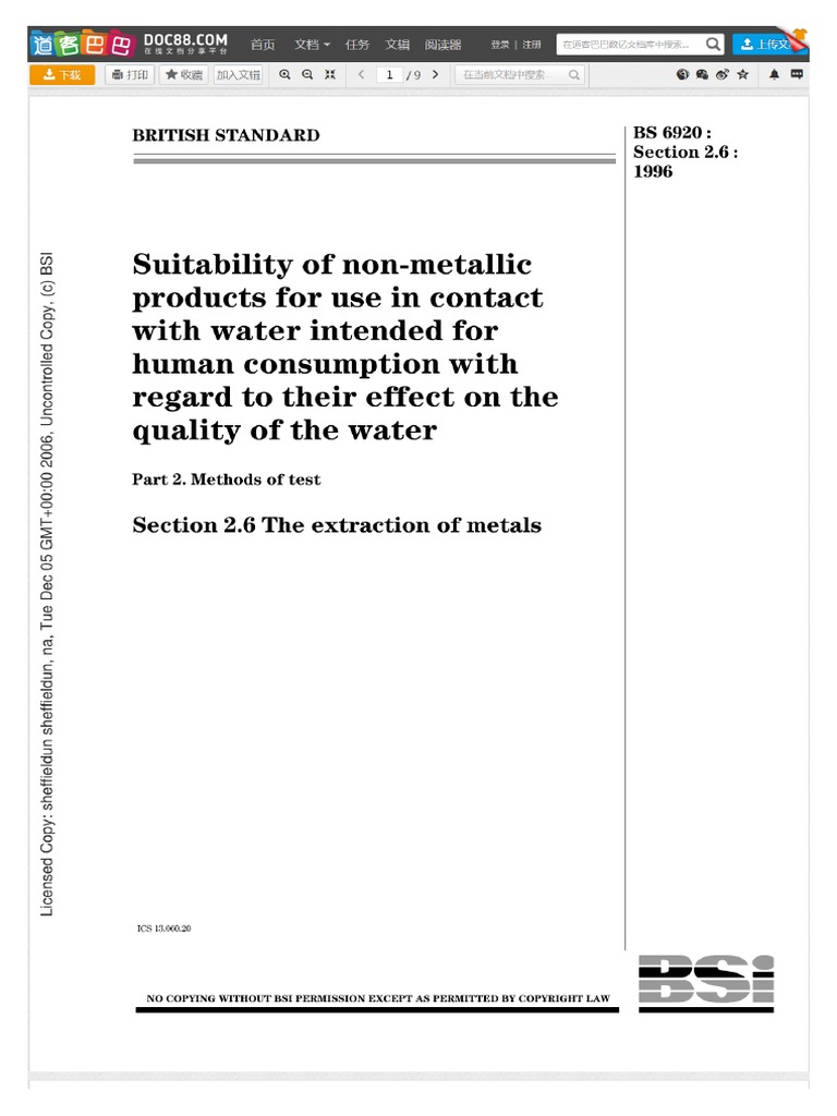 BS 6920 - 2.6 1996 | PDF