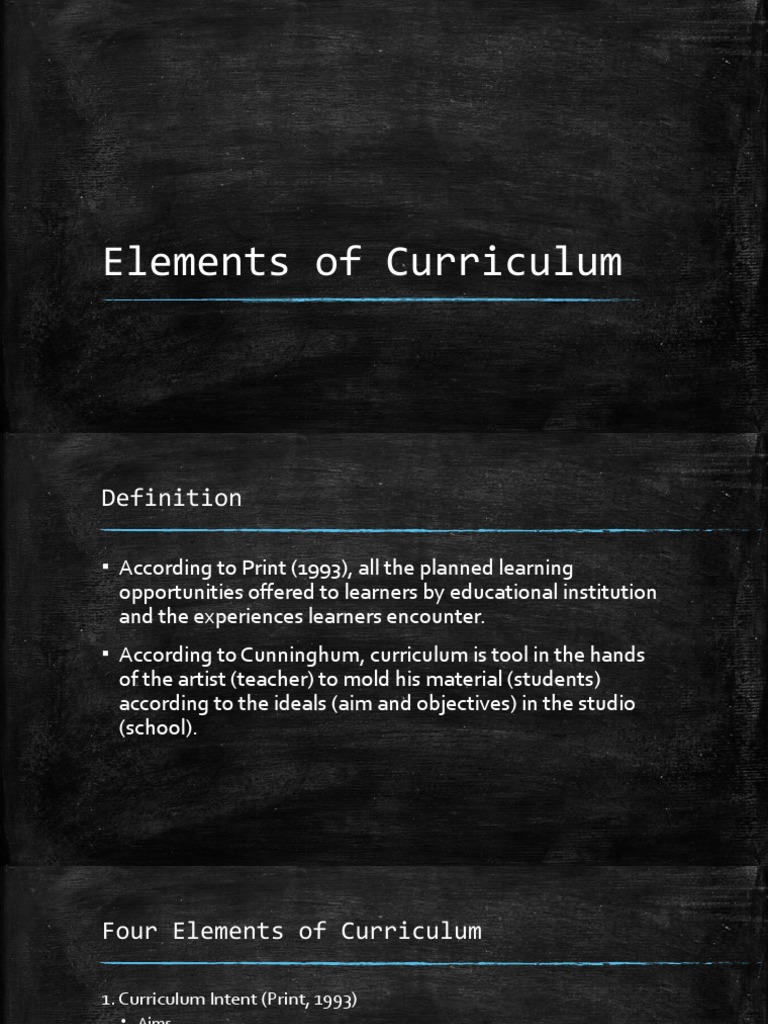 Elements of Curriculum | PDF | Curriculum | Learning