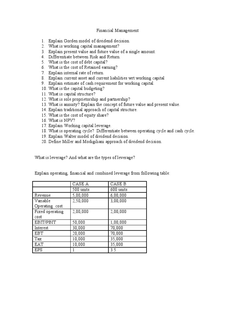 Financial Management | PDF | Capital Structure | Financial Capital