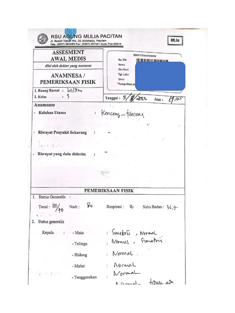Anamnesa Pemeriksaan Fisik | PDF