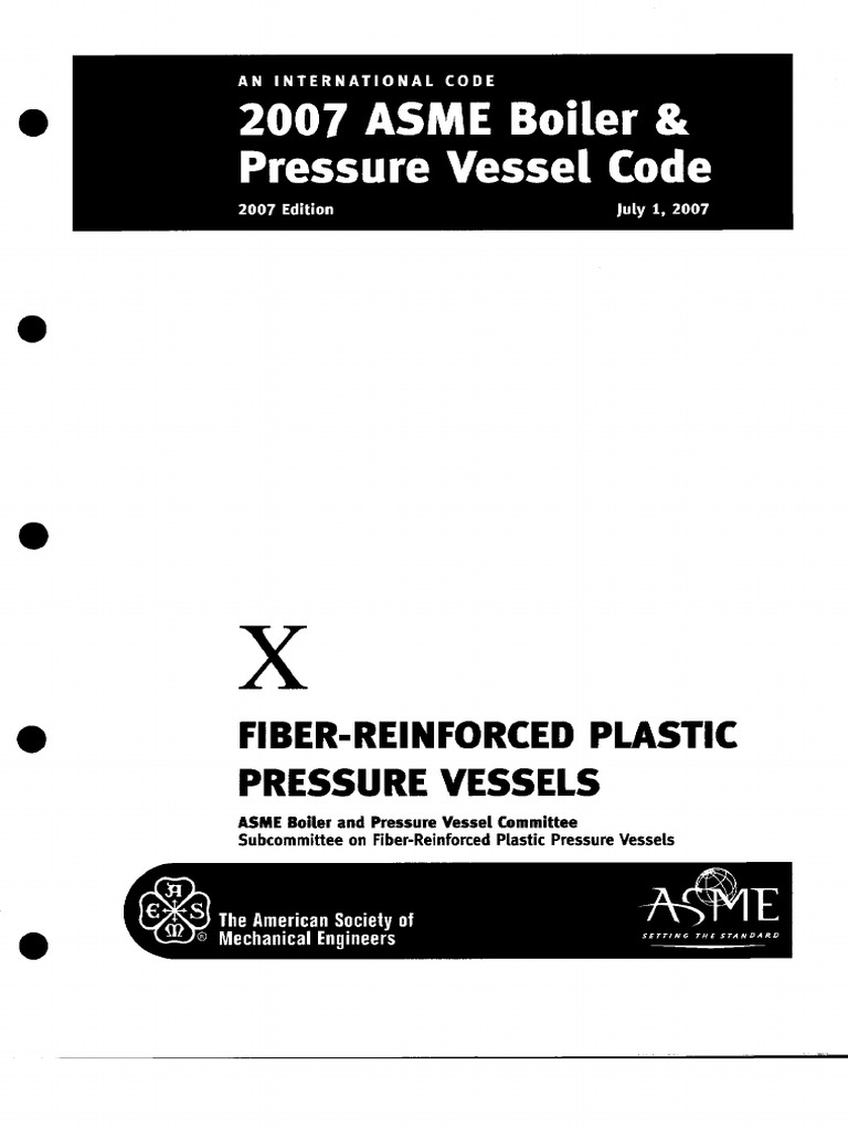 ASME 2007 BPVC X Fiber-Reinforced Plastic Pressure Vessels | PDF ...