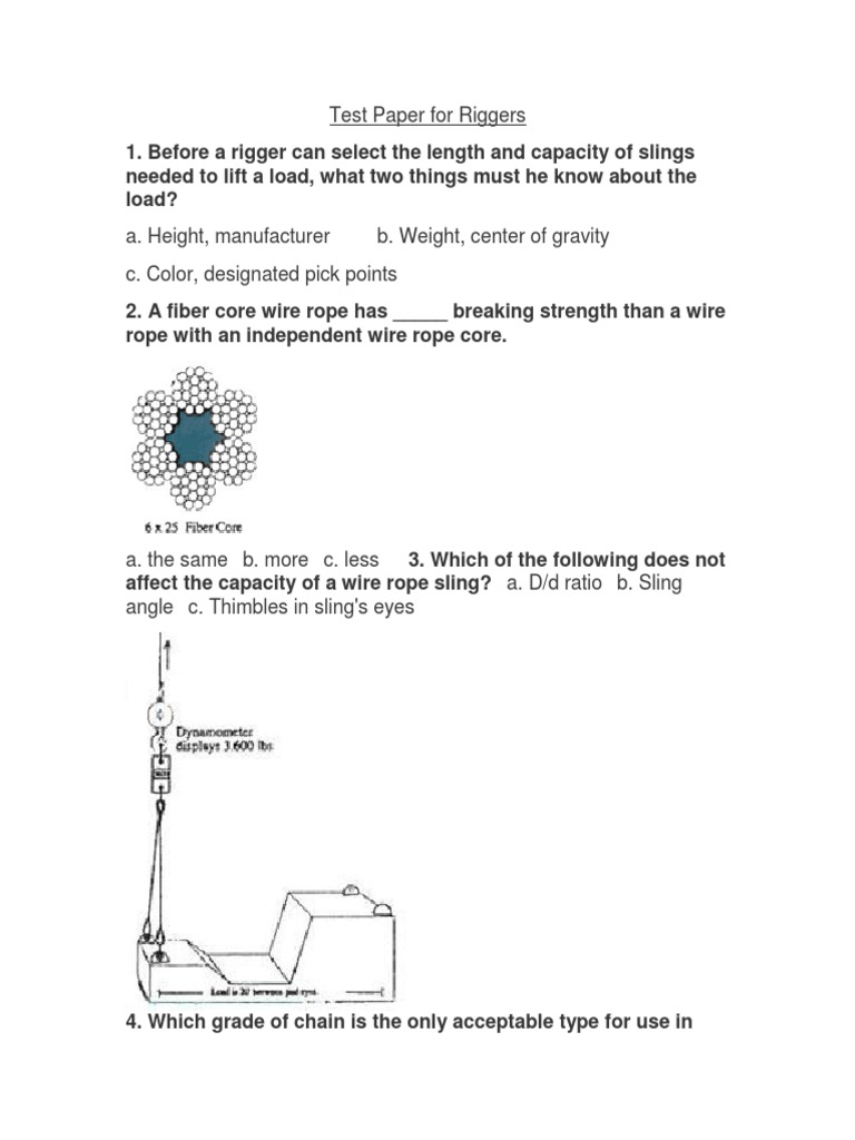 Rigger Test Paper: Load Control Quiz | PDF | Crane (Machine) | Rope