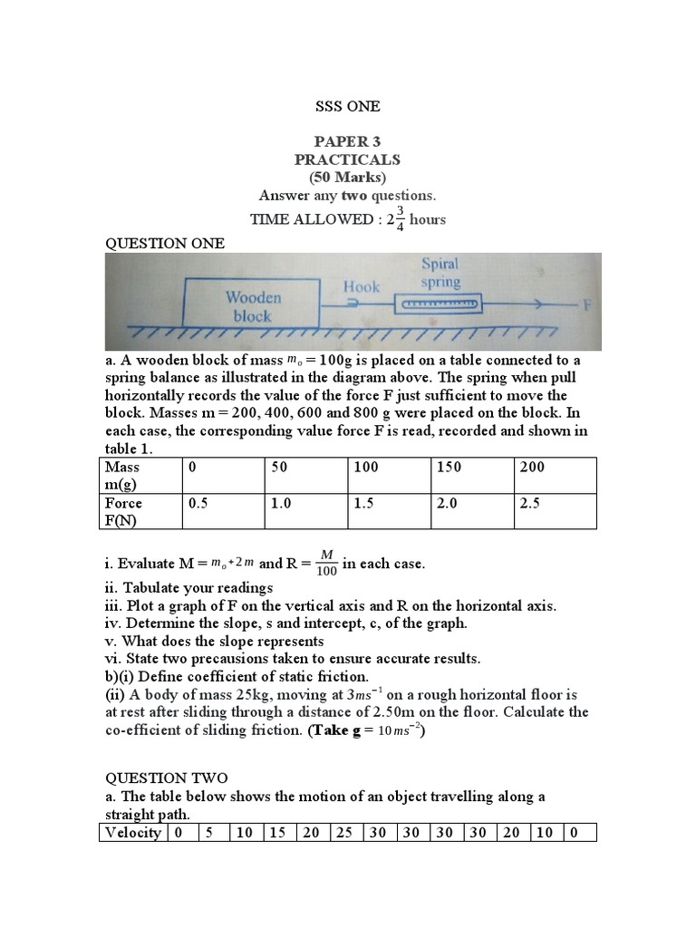 Physics Practical Examination | PDF | Force | Mass