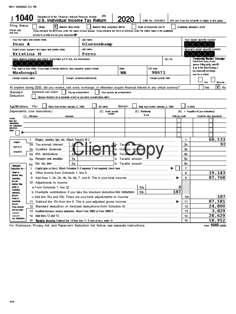 MGPTaxReturn 2020 | PDF | Irs Tax Forms | S Corporation