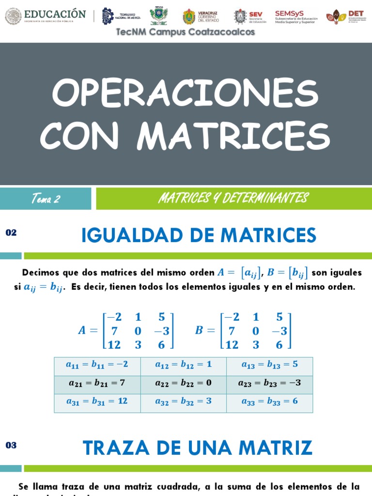 2B Operaciones Con Matrices | PDF | Matriz (Matemáticas) | Relaciones matematicas