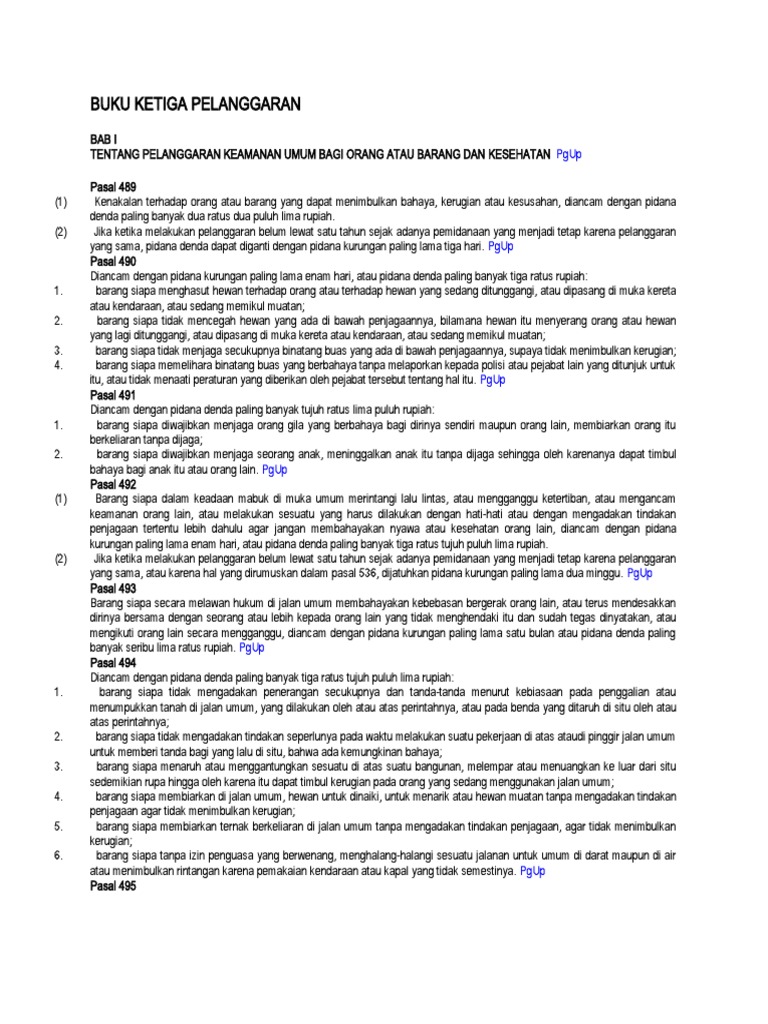 BUKU KETIGA PELANGGARAN Ps 510 Bab 2 KUHP | PDF