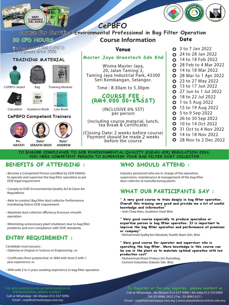 30 CPD HOURS Course for Bag Filter Dust Collector Operation | PDF | Air ...