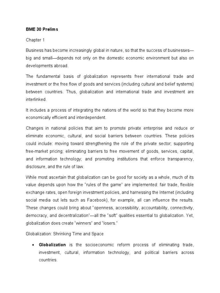 BME 30 Prelims | PDF | World Trade Organization | Regional Integration