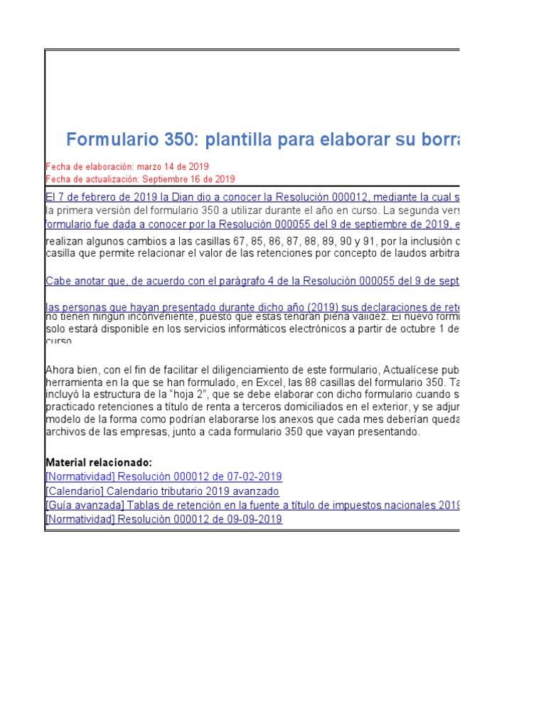 Formulario 350 2020 Version ACTUALIZADA | Descargar gratis PDF ...