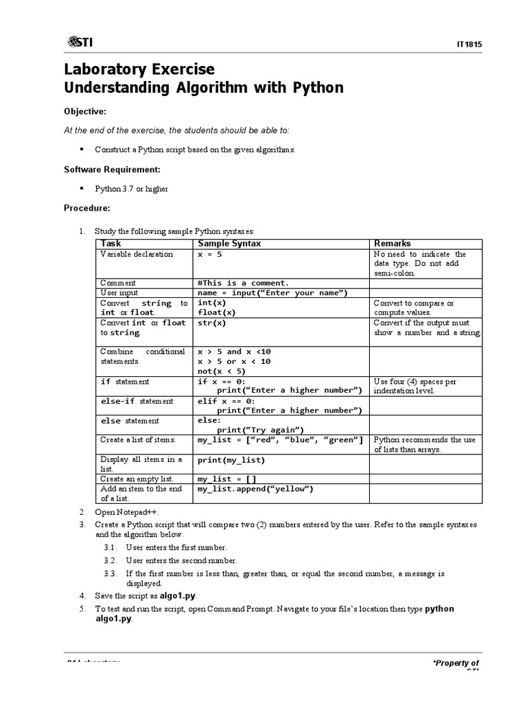 01 Hands-On Activity 1 | PDF | Python (Programming Language) | Information Age
