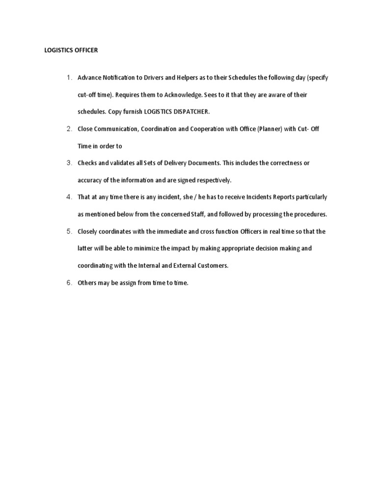 Logistics Officer | PDF