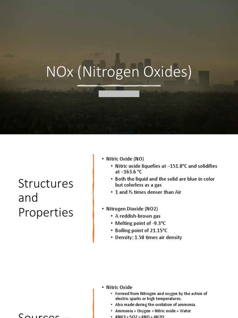 Presentation On Nitrogen Oxides | PDF | Nitrogen Dioxide | Nitrogen