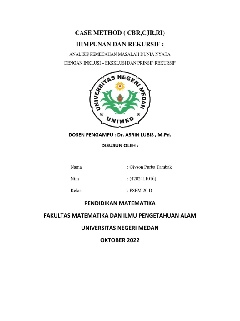 CASE METHOD - MATEMATIKA DISKRIT - Givson Purba Tambak | PDF
