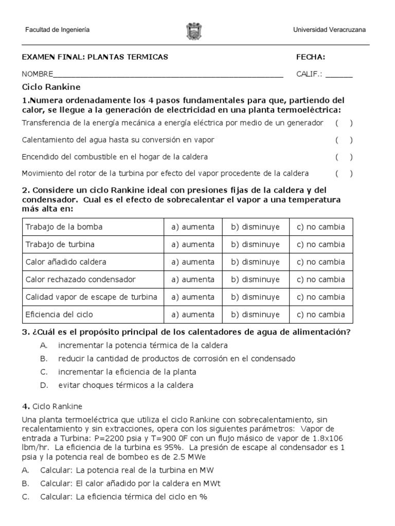Plantas Termicas Final 2020 | PDF | Vapor | Cantidades fisicas