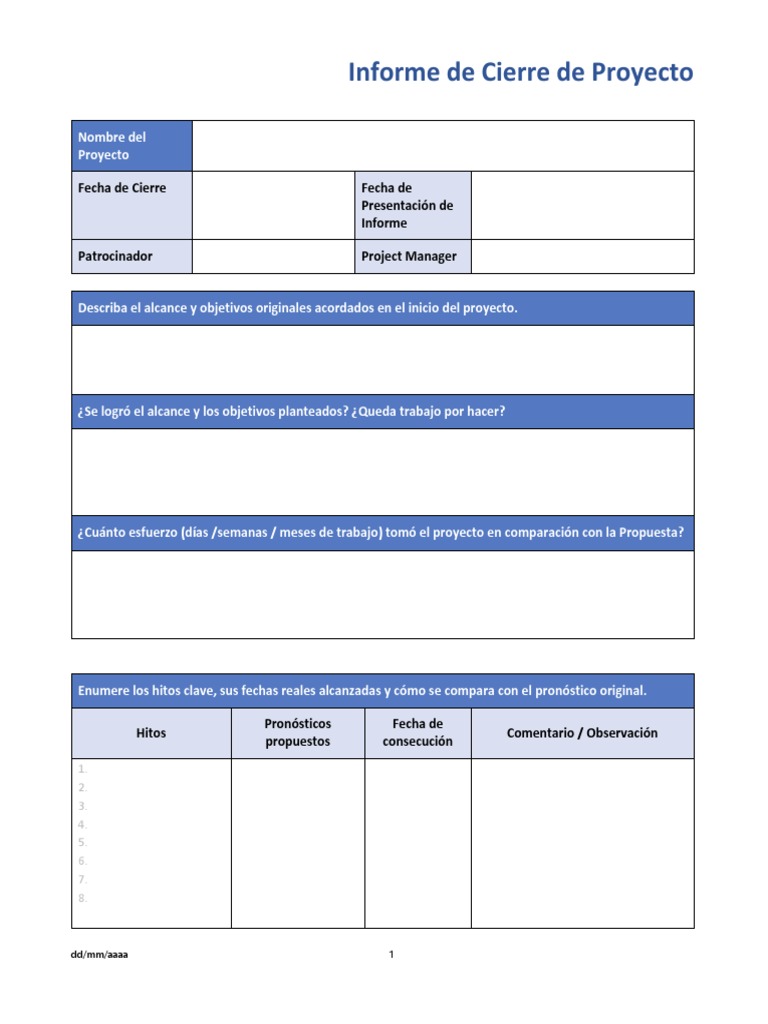 Informe de Cierre de Proyecto - Plantilla Descargable | PDF | Tecnología