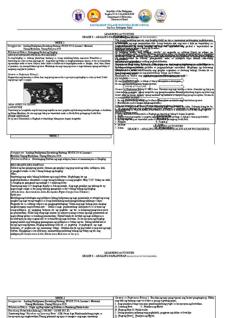 Ap8 Las 1st Week 1 4 | PDF