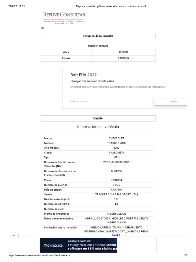 Repuve Consulta - ¿Cómo Saber Si Un Auto o Moto Es Robada | PDF | Vehículo de motor