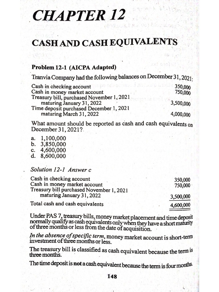 C12 Cash and Cash Equivalents | PDF