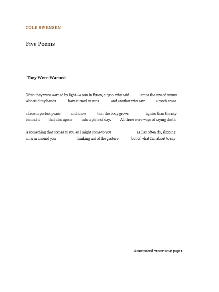 Five Poems: They Were Warned | PDF