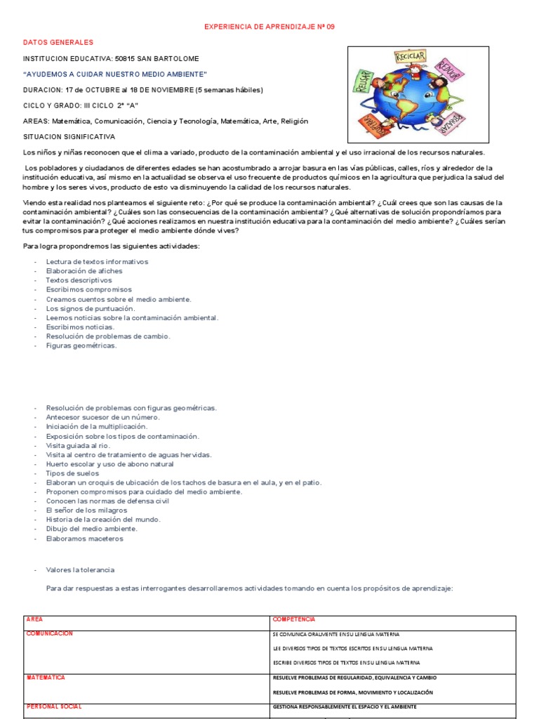 Experiencia de Aprendizaje N 09 | PDF | Geometría | Entorno natural