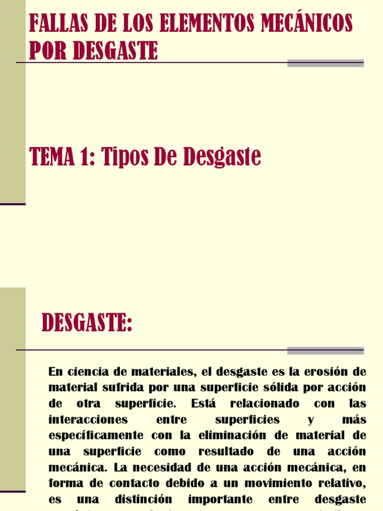 Tipos de Desgaste en Materiales Mecánicos | PDF | Fractura | Erosión