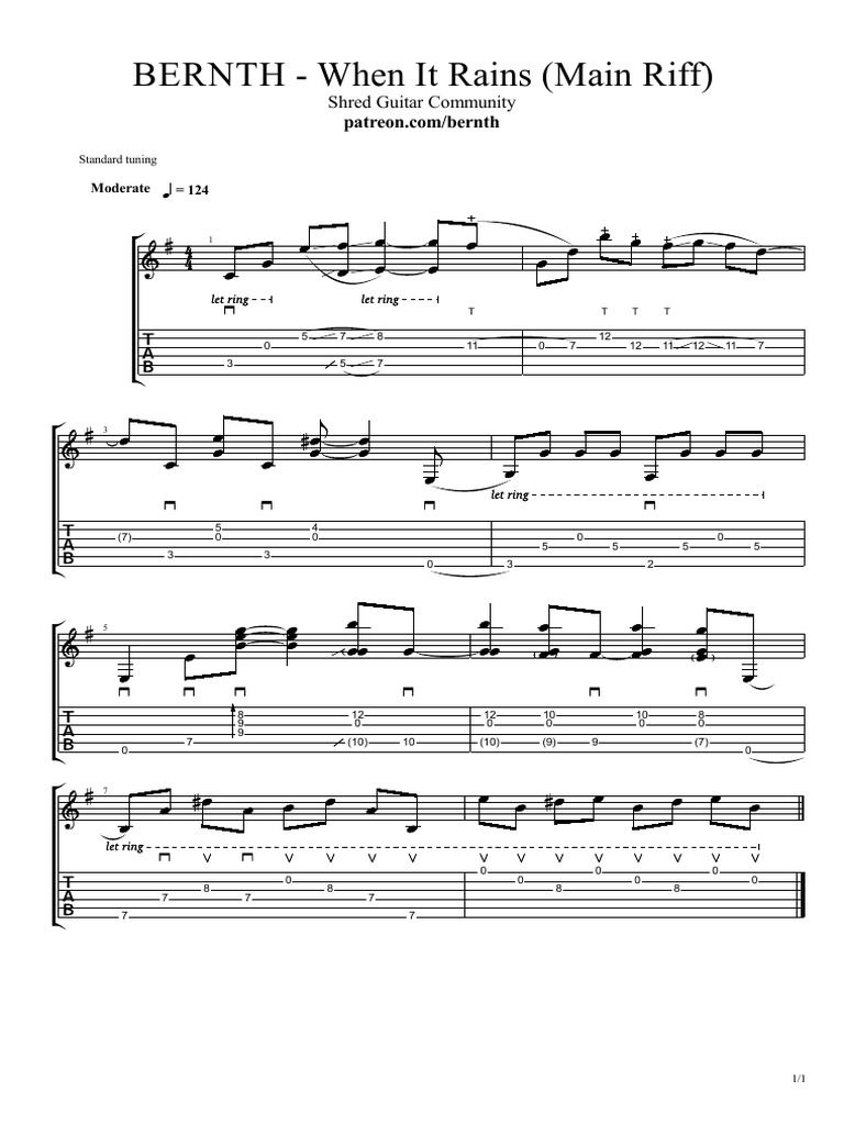 BERNTH - When It Rains (Main Riff) | PDF | Guitar Family Instruments ...