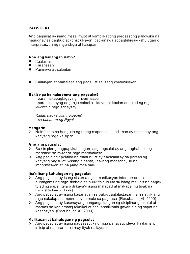 ARALIN 2 - Pagsulat | PDF