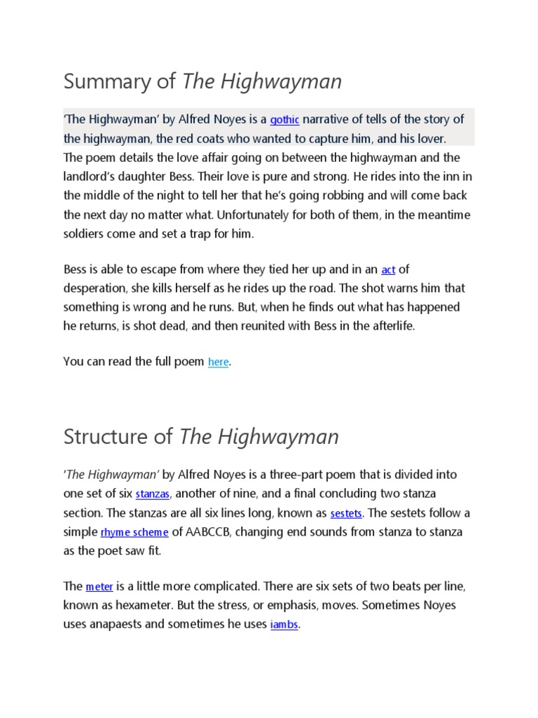 Highway Man | PDF | Poetry
