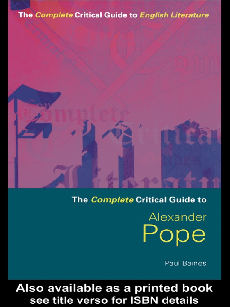 The Complete Critical Guide To Alexander Pope (Complete Critical Guide ...