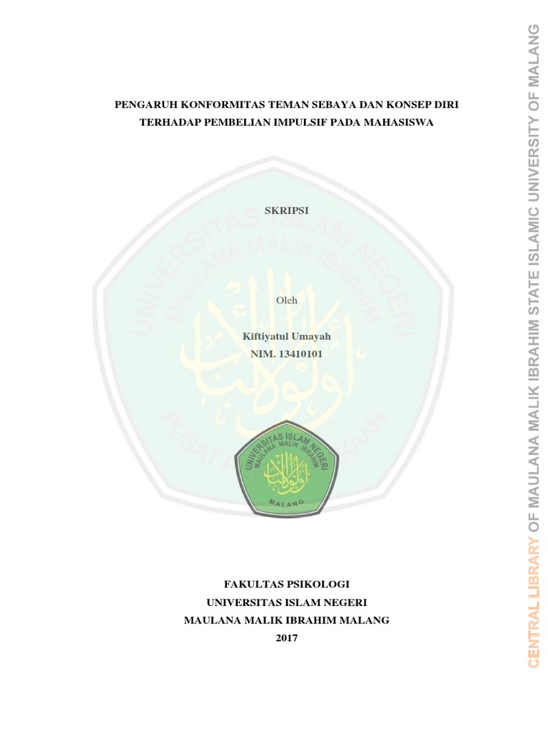 Pengaruh Konformitas Teman Sebaya Dan Konsep Diri Terhadap Pembelian Impulsif Pada Mahasiswa | PDF