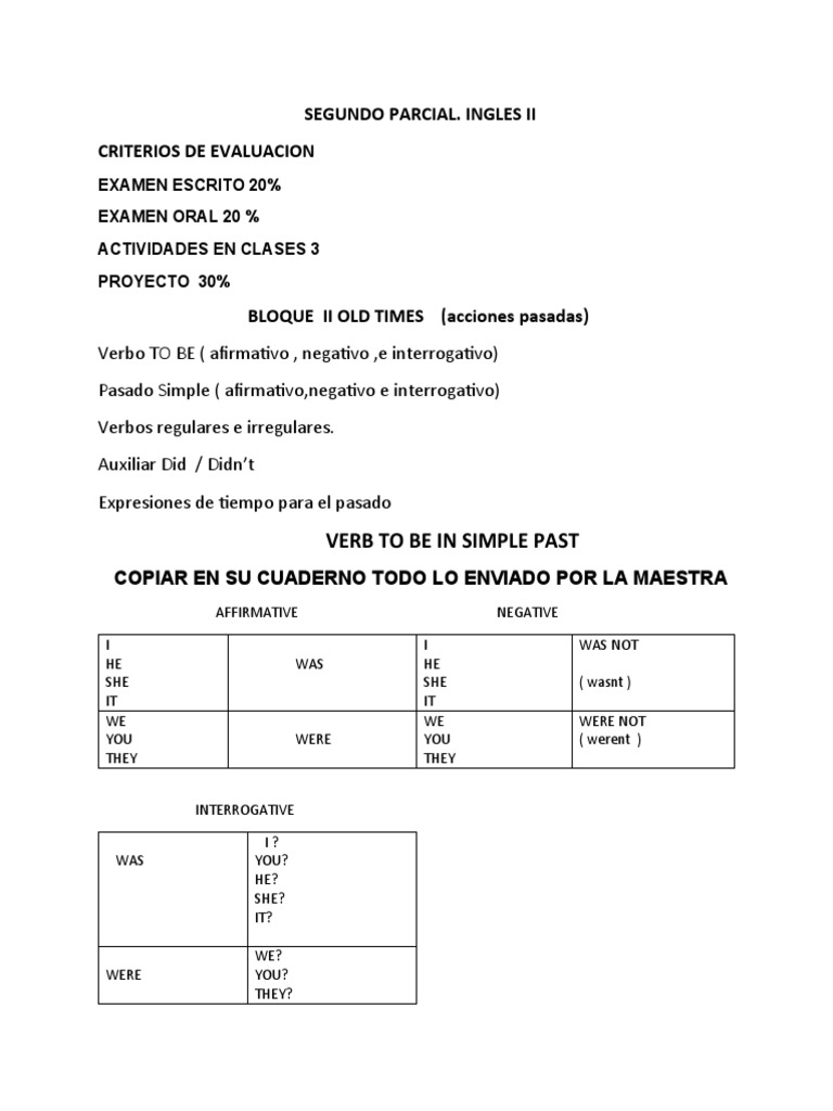Segundo Parcial Ingles Ii Actividades | PDF | Grammar | Linguistics